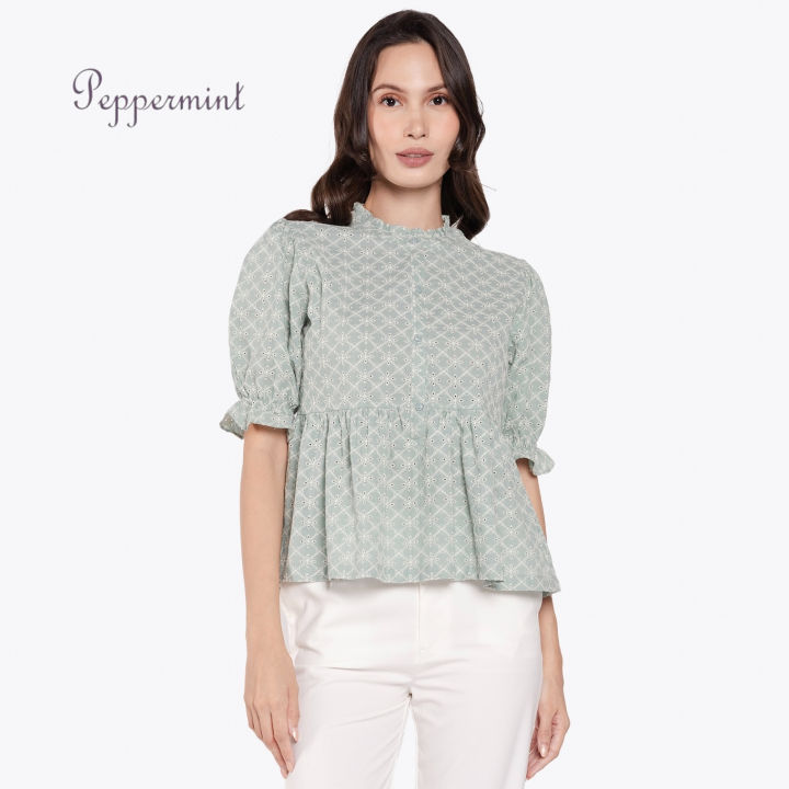 Peppermint Woman Hamilla Blouse (Light Sage) | Lazada PH