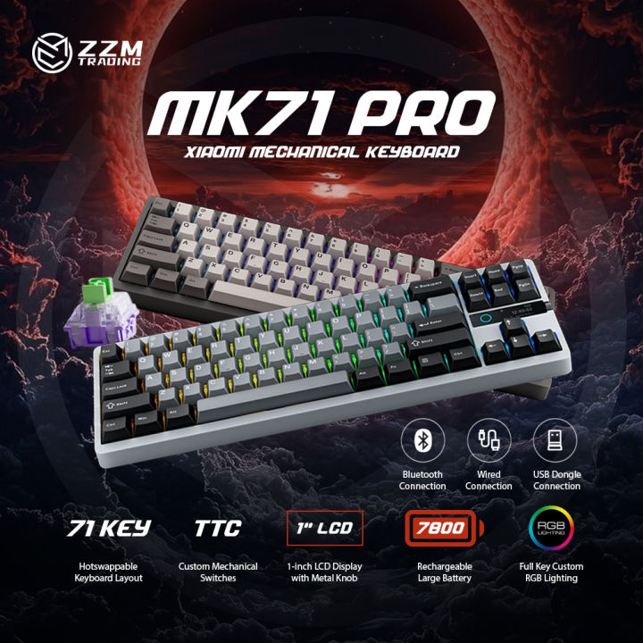 Xiaomi MK71 Pro Mechanical Keyboard 71 Keys Hot-Swap RGB Bluetooth 2.4G ...
