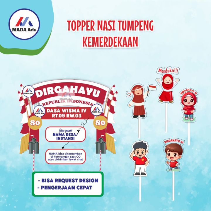 Topper 17 Agustus / Tumpeng Kemerdekaan HUT RI/ Topper Custom ...