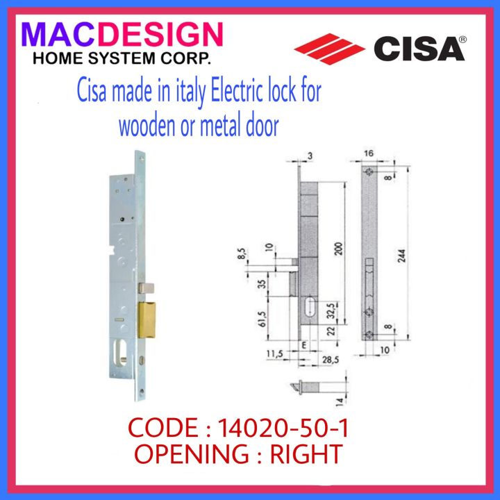 CISA 14020-15-1 ELECTRIC LOCK FOR ALUMINUM SWING DOOR RIGHT OPENING W ...