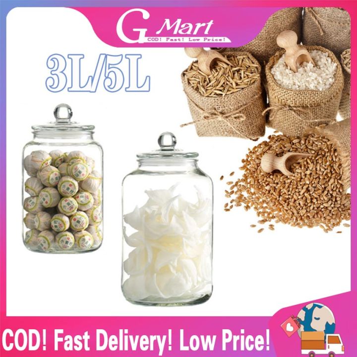 2L/3L/5L Glass Transparent Sealed Jar Storage Food Storage Bottle ...