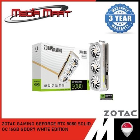 ZOTAC GAMING GEFORCE RTX 5080 SOLID OC 16GB GDDR7 WHITE EDITION ...
