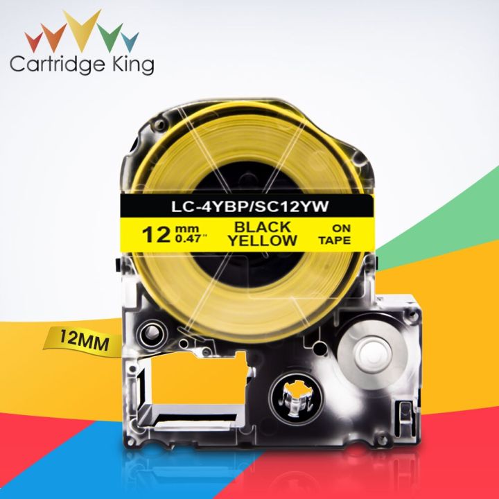 SC12YW LC-4YBP Black on Yellow 1/2" 12mm Label Tape for Epson ...