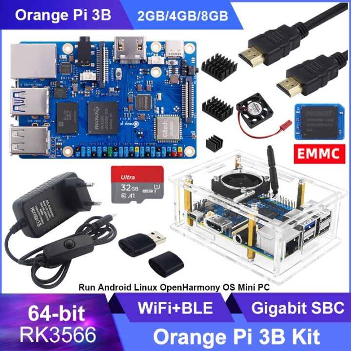 Orange Pi 3B 8GB 4GB 2GB RAM Rockchip RK3566 5 + BT 5.0กิกะบิตพอร์ต LAN ...