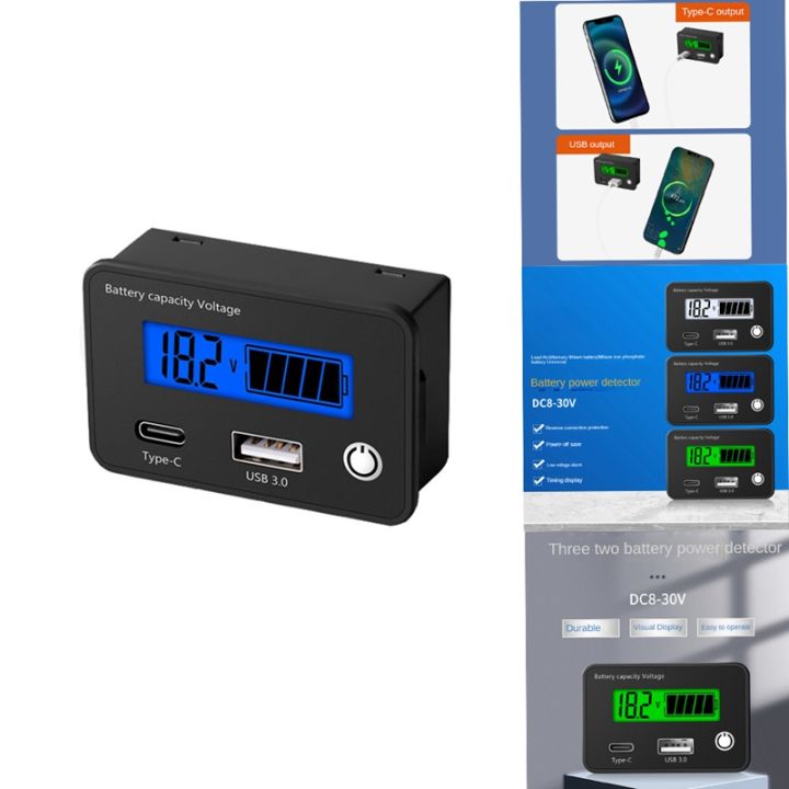 Dc8 30v Battery Capacity Indicator Lead Acid Lithium Batteries Level Tester Usb 3 0 Digital