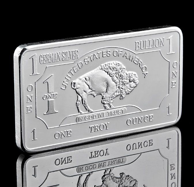 1oz 1 oz One Troy Ounce USA American Buffalo German Silver Bar - Design ...