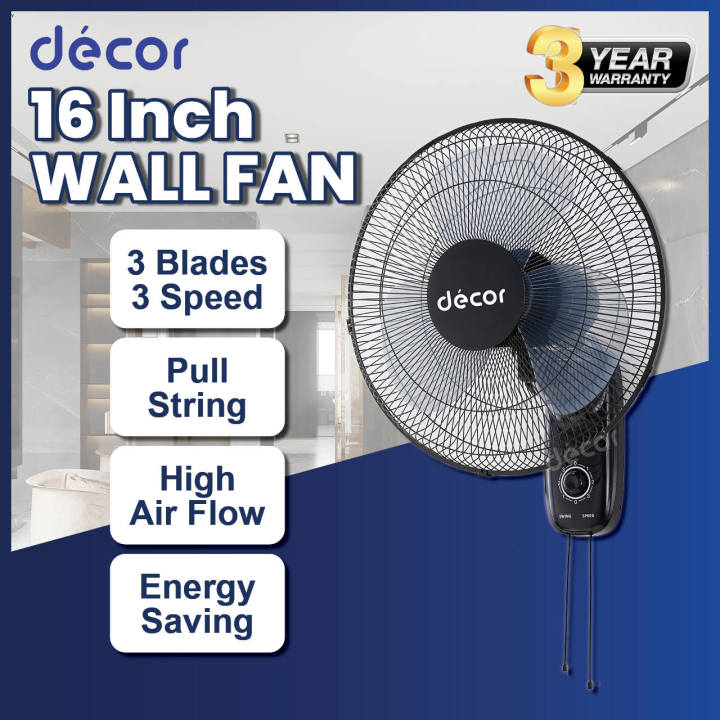 Wall Fan 16'' W55R 3 Blades 5 Blades 3 Speed 55W Oscillation Powerful ...