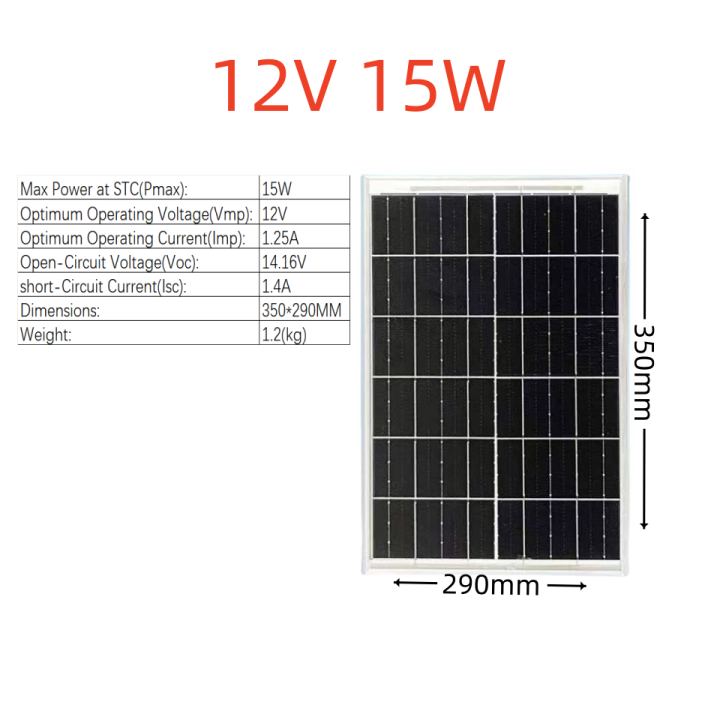 แผงโซลาร์เซลล์ monocrystalline solar cell 6V 12V-18V 10W/15W/20W/30W/50W/80W/100W | Lazada.co.th