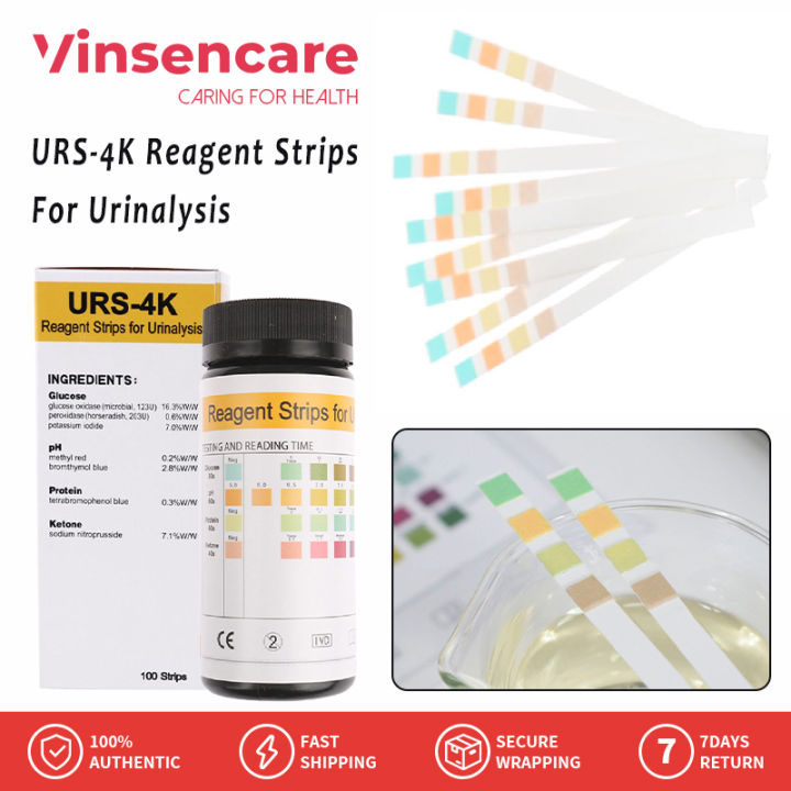 Vinsencare 100Pcs/Box Urine Testing Strips 4 Parameter Urinalysis Test ...