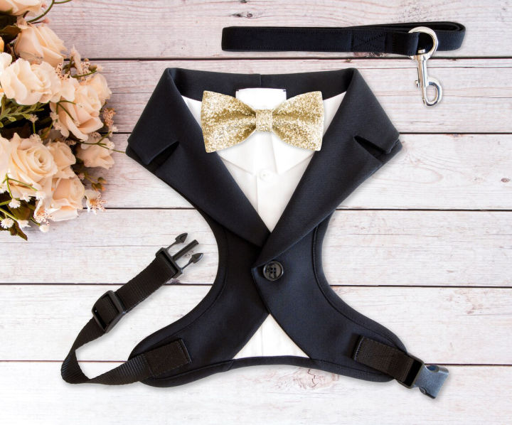 Custom Tuxedo Wedding Dog Luxury Cloth Design Formal Attire Neck Collar ...