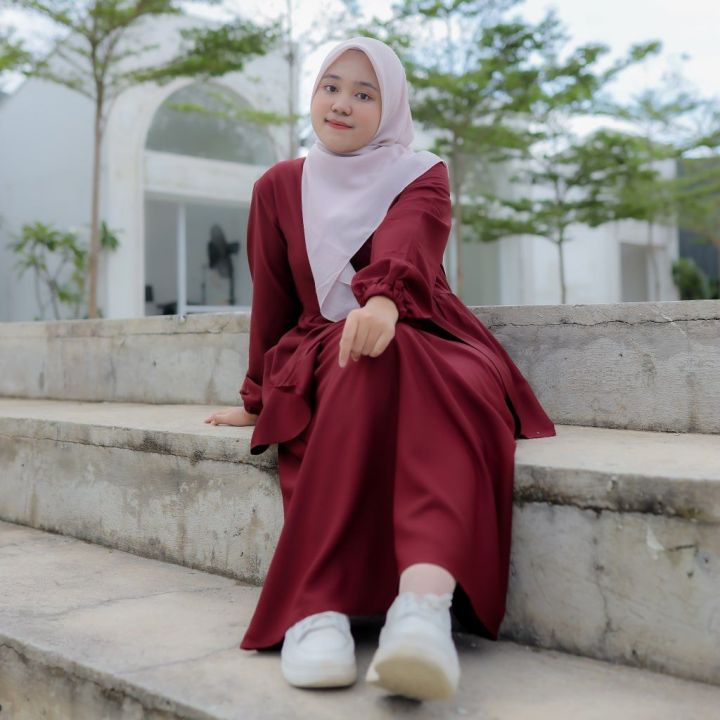 Cassandra dress/dres set wanita remaja moderen polos/baju dres trendly ...