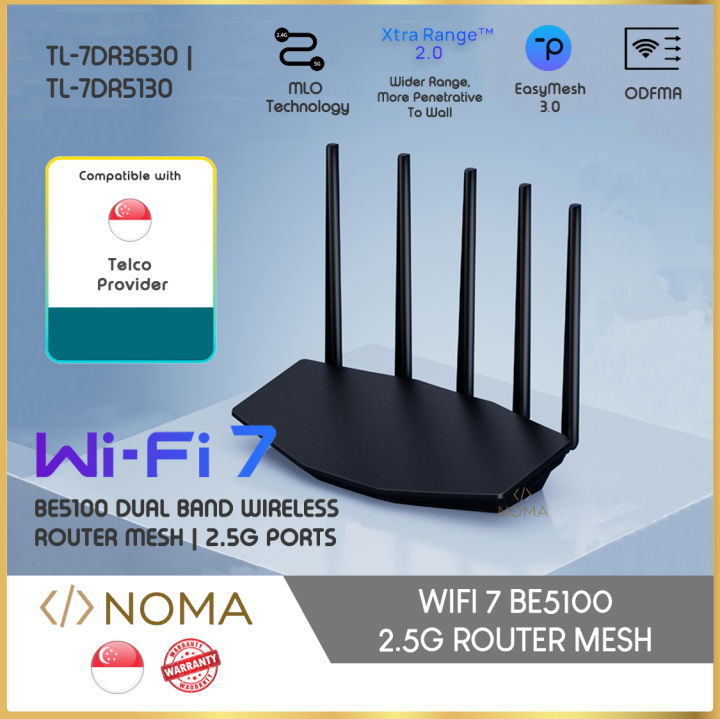 【SG】BE5100 Wifi 7 Router Mesh | 2.5Gbps WAN Port | Xtra Range 2.0 ...