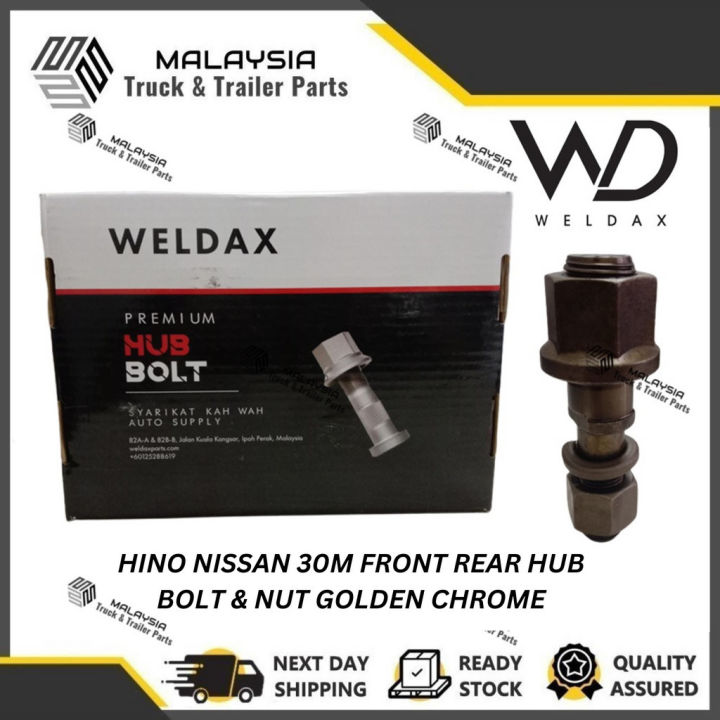 HINO NISSAN 30M FRONT REAR HUB BOLT & NUT GOLDEN CHROME | Lazada