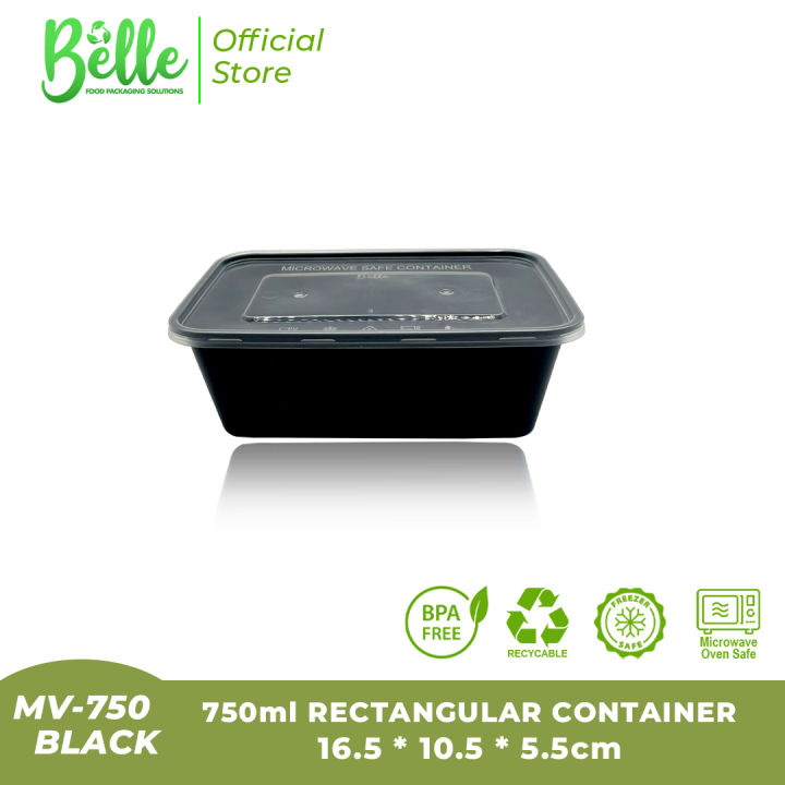 Belle RE 750 Microwavable Container 750mL (Rectangular) (50pcs/pack) | Lazada PH