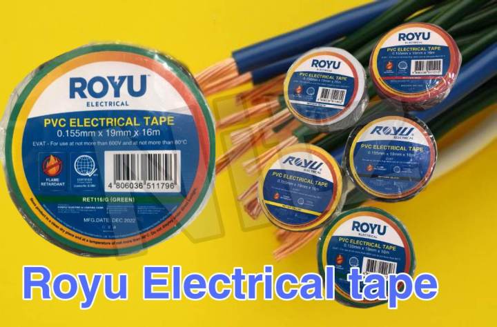 ROYU pvc electrical tape 16M black red yellow green white | Lazada PH
