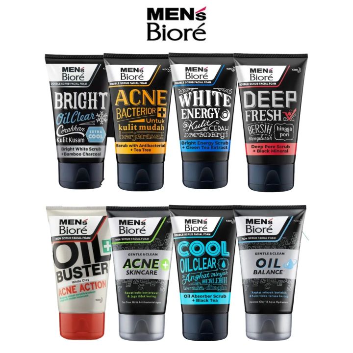 MENS BIORE Double Scrub Facial Foam - Sabun Pembersih Wajah Pria ...