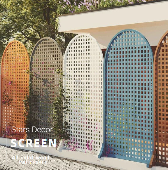 Stars Decor Anti-corrosion Wood Grid Garden Fence White Fence Outdoor ...