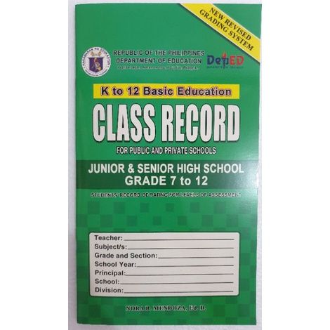 Class Record for Junior & Senior High School New Revised Grading System ...