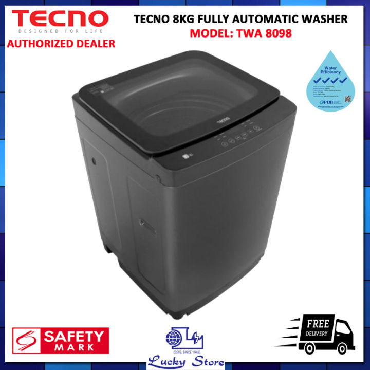 (BULKY) TECNO TWA 8098 8KG FULLY AUTOMATIC WASHER, BIONIC WASH ...