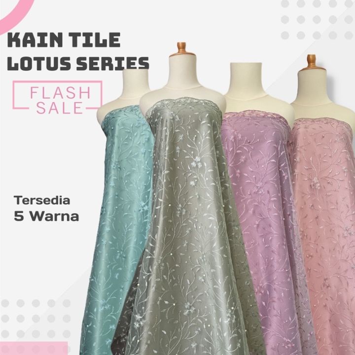 Dasar Kain Bahan Kebaya Brokat Tile Mutiara Lotus New Series Warna All ...