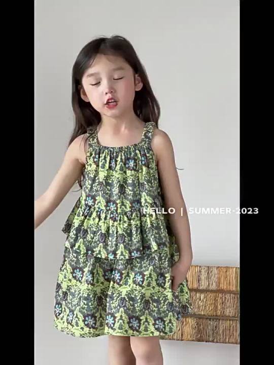 ชุดเดรสกระโปรง สําหรับเด็กผู้หญิง แขนกุด พิมพ์ลายดอกไม้ เค้ก เหมาะกับฤดูร้อนJ416 | Lazada.co.th