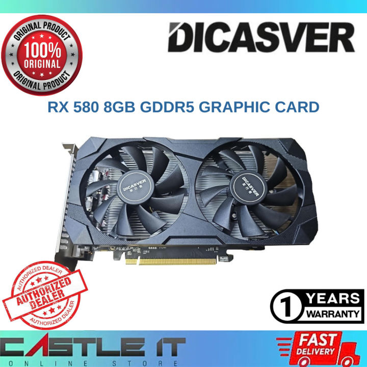 Dicasver AMD ATI Radeon RX 580 8GB GDDR5 256bit Graphic Card RX580 GPU ...