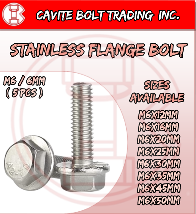 STAINLESS FLANGE BOLT M6/6mm (5 PCS) | Lazada PH