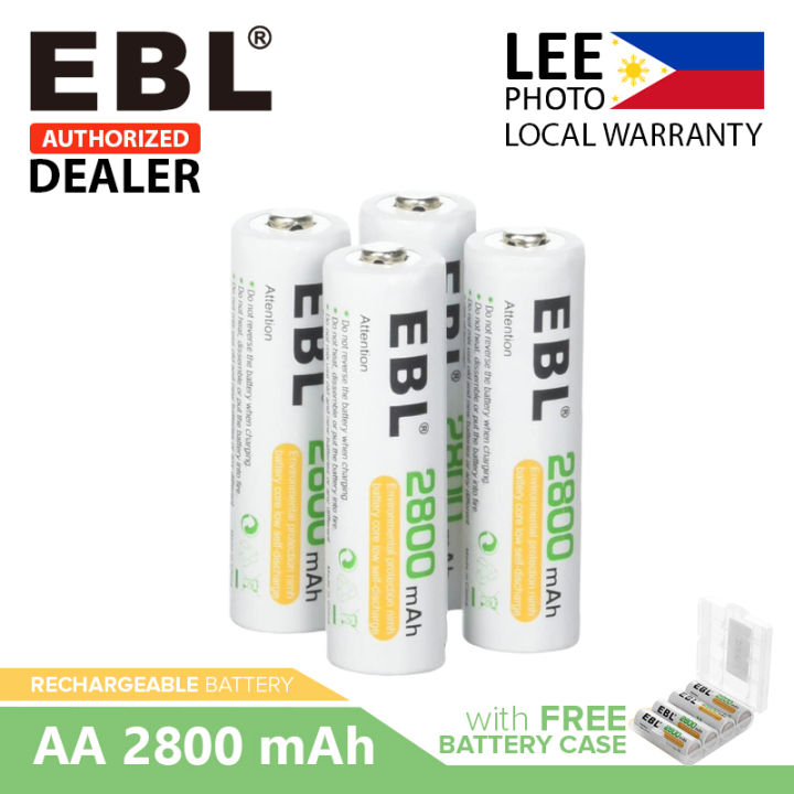 EBL High Power AA Size Rechargeable Battery 4 Pack with Free Case ...