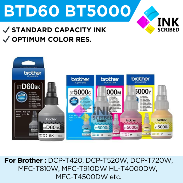 Brother BTD60BK BT5000C BT5000M BT5000Y Original Ink Bottle DCPT420W ...
