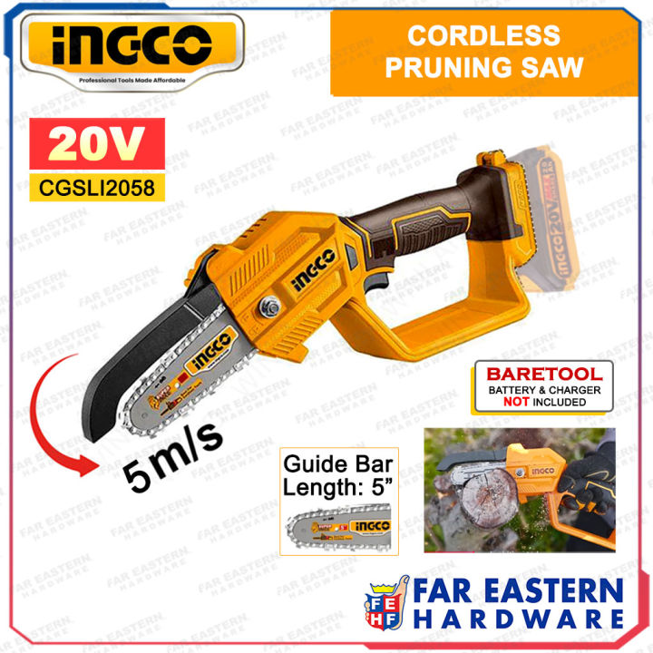 INGCO Cordless Garden Pruning Saw Shear 20V BARETOOL CGSLI2058 ...