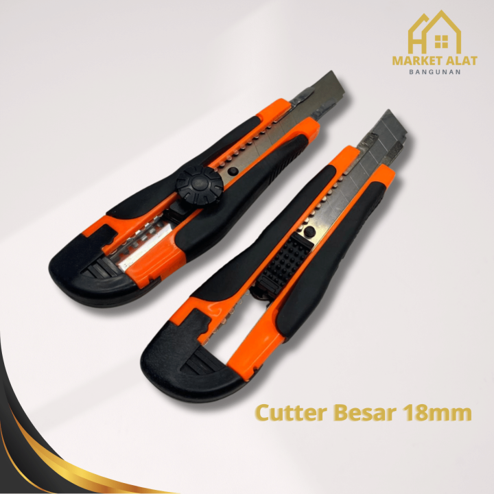 Pisau Cutter Stainless Tebal - Kater 18 mm Model Grip Geser dan Putar ...