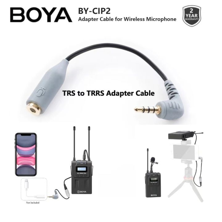 BOYA BY-CIP2 Adapter Cable TRS to TRRS for Wireless Microphone iPhone Android Smartphones ...