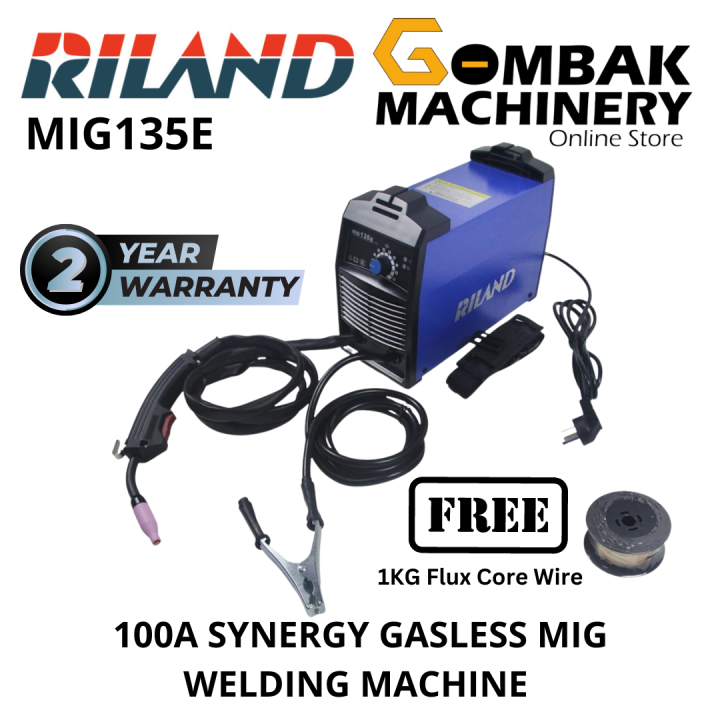 RILAND MIG135E GASLESS MIG WELDING MACHINE 100A SYNERGY FOC 1 Roll 1 KG ...