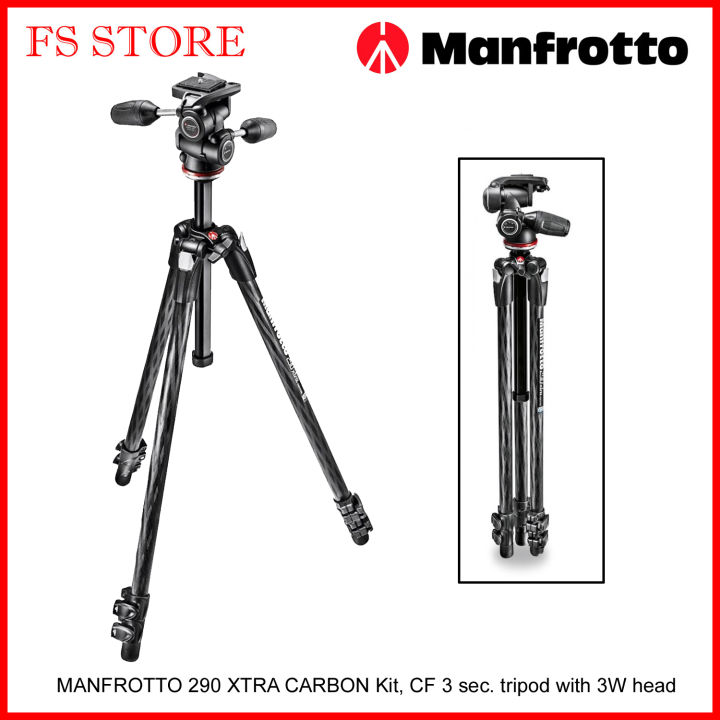 MANFROTTO 290 XTRA CARBON Kit, CF 3 sec. tripod with 3W head | Lazada