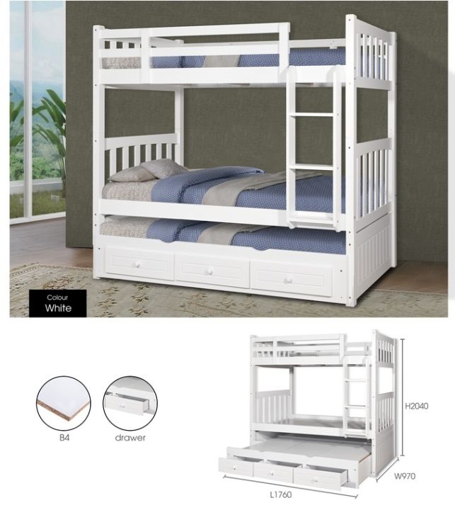 Solid Wood Kingsway Single Double Decker Size Wooden Bed | Lazada