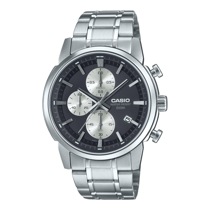 Casio (MTP-E510D-1A2VDF) Silver Stainless Steel Band Chronograph 50M ...