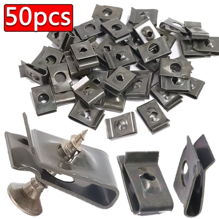 50pcs Car U-Type Tapping Screw Base Anti-rust Metal Clamp Fastener ...