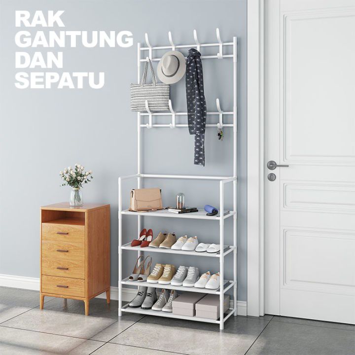 MURAH meriah (cod)!! Rak Sepatu 4 Susun Stand Hanger Jaket Topi Tas ...