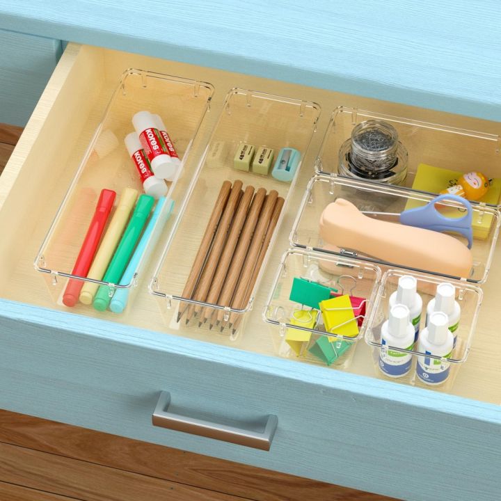 Acrylic Drawer Organizer Desk Trays Container Stationery Display Drawer ...