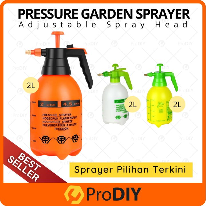 PRODIY 2 Liter Brass Nozzle Pressure Garden Sprayer Garden Spray Pam ...