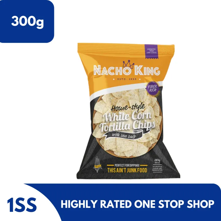 Nacho King Home Style White Corn Tortilla Chips with Sea Salt, 280g ...
