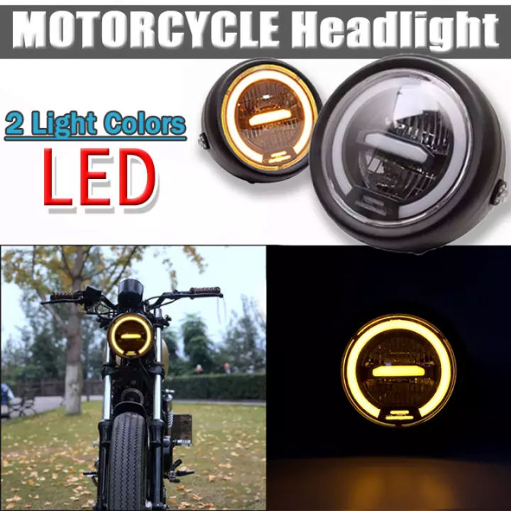 Universal Vintage Motorcycle LED Headlight 6.5 Inch Retrofit Headlight ...