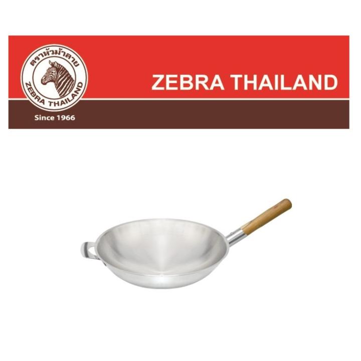 泰国斑马牌 Zebra Thailand 34cm Vitalux 3Ply Chinese Wok W/Teak Wood Handle ...
