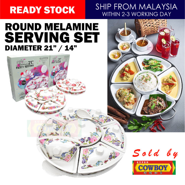 Rotating Dome Set Melamine 14in 21in Set Round Buffet Bekas Bulat ...