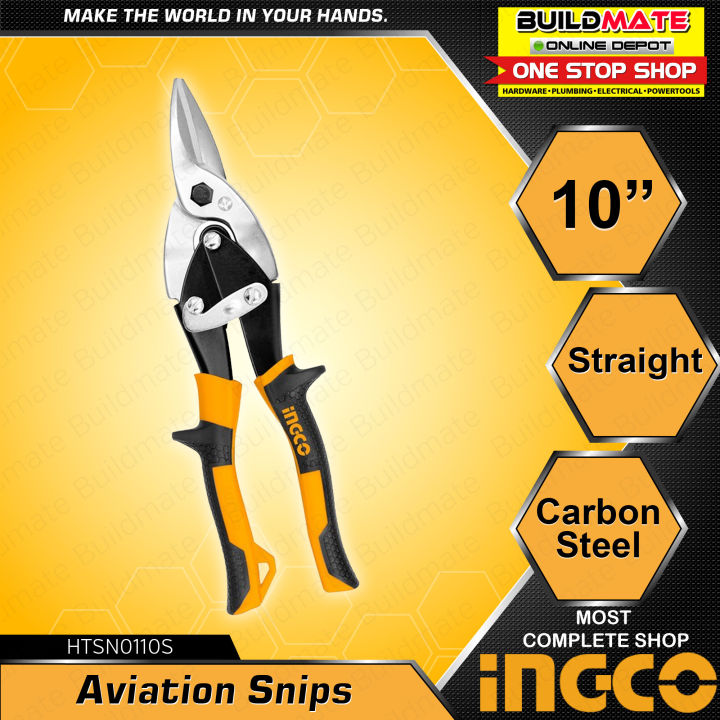 BUILDMATE Ingco Aviation Snip STRAIGHT Cut Snips 10" Inch (250mm) Cr-V ...
