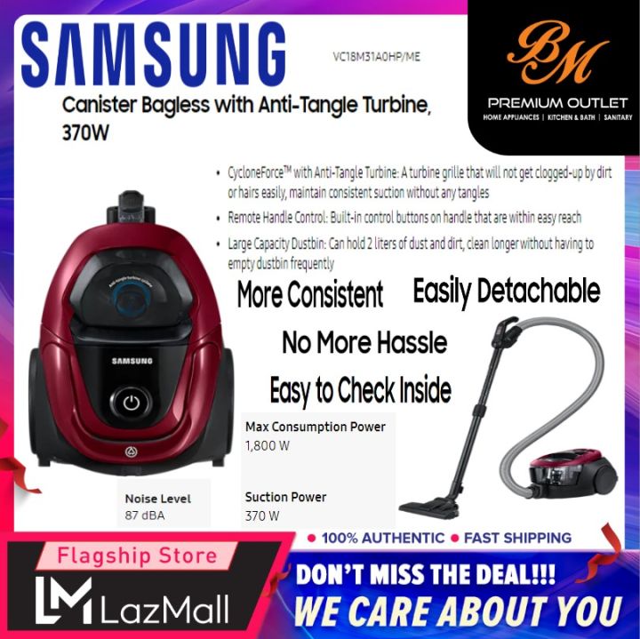 SAMSUNG Canister Bagless with Anti-Tangle Turbine, 1800W - VC18M31A0HP/ME | Lazada