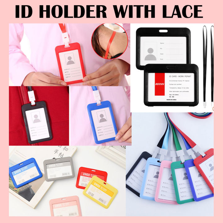 ID Card Holder with Lace 1Pc Two sided Transparent Protective Sleeve ...