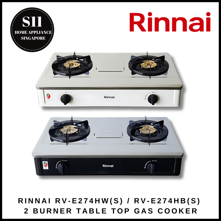 RINNAI RV-E274HW(S) / RV-E274HB(S) 2 BURNER TABLE TOP (LPG) GAS COOKER ...