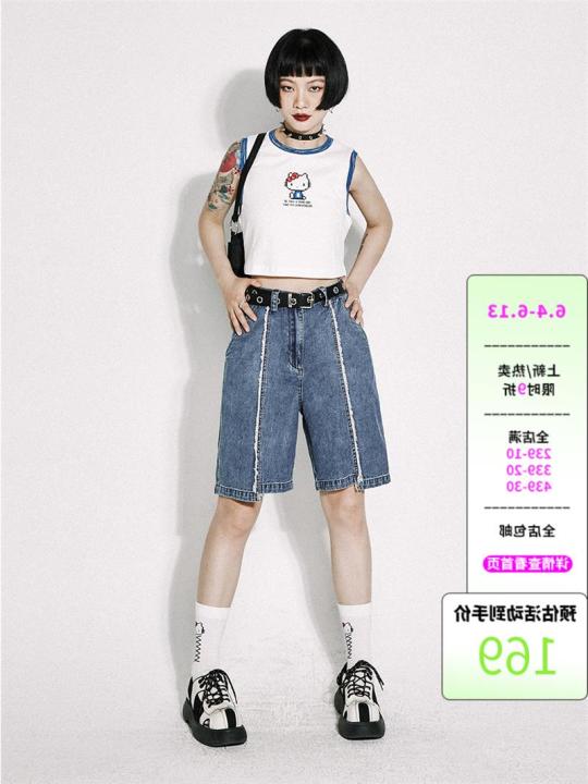 Limited! Chemical girl "Little Cowboy Square" denim shorts girls' high ...