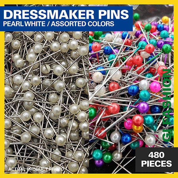 480 PIECES Dressmaker Sewing Pins with pearl head pin assorted color ...